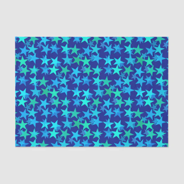 Modern Geometric Stars, Cobalt Blue and Turquoise Tissue Paper | Zazzle