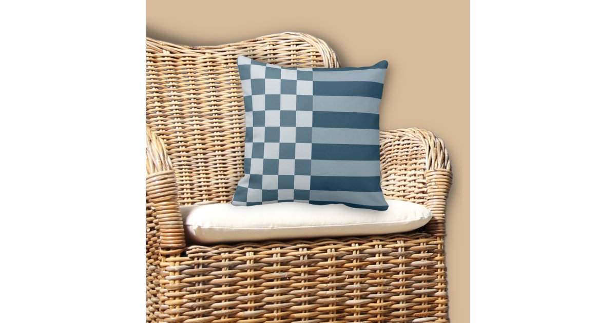 Modern Geometric Stripes & Checker Throw Pillow | Zazzle