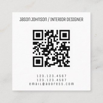 Modern geometric style with QR code Square Business Card | Zazzle