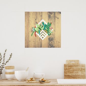 Modern Geometric Succulents Planter & Wood Poster | Zazzle