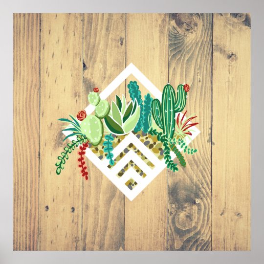 Modern Geometric Succulents Planter & Wood Poster | Zazzle.com