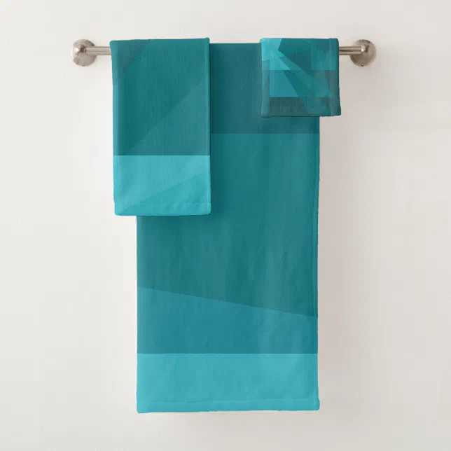 Modern Geometric Teal Color Design_Abstract Bath Towel Set | Zazzle