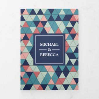 Modern Geometric Triangles Photo Wedding Tri-Fold Invitation | Zazzle