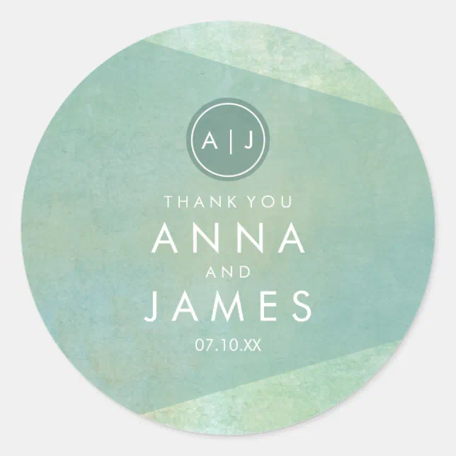 Modern Geometric Watercolor Teal Wedding Sticker | Zazzle