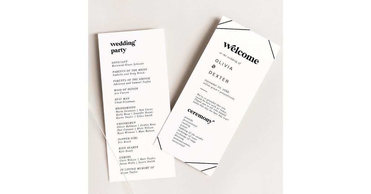 Modern Geometric Wedding Program | Zazzle