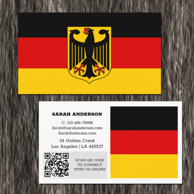 Modern Germany, Business Card, German Flag QR Code Business Card | Zazzle