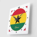 Modern Ghanaian Flag, Ghana Home / design Square Wall Clock | Zazzle