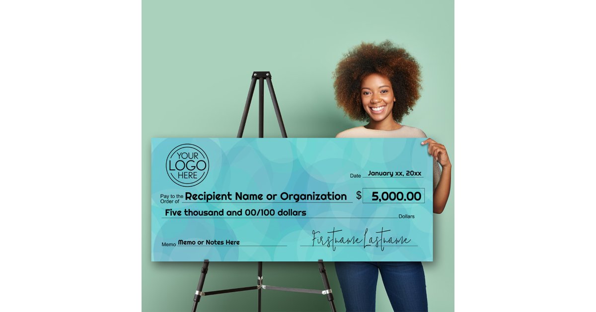 Modern Giant Check - Charity Events Blue Awareness Foam Board | Zazzle