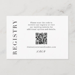 Modern Gift Registry Enclosure Wedding Scan QR | Zazzle