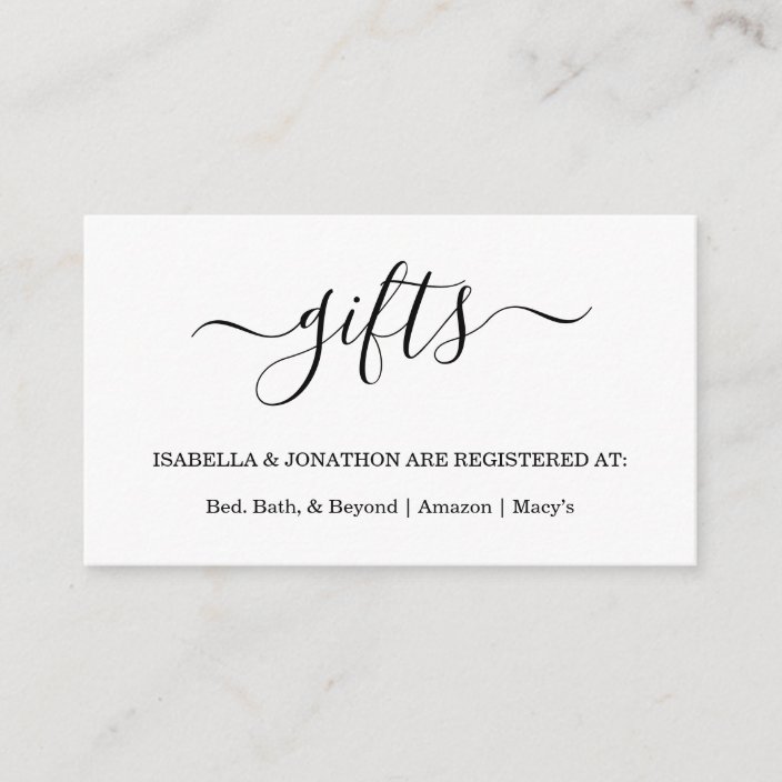 Modern Gift Registry Insert / Invitation Enclosure | Zazzle.com