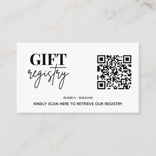 Modern Gift Registry | Wedding Registry QR Code Enclosure Card | Zazzle