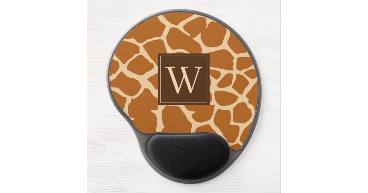 Modern Giraffe Print With Monogram Gel Mouse Pad | Zazzle