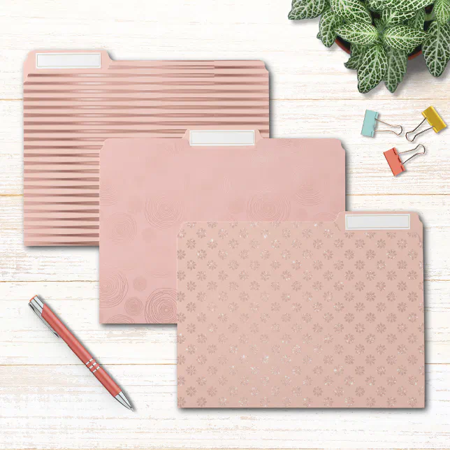 Modern Girly Chic Light Pink Luxe Shimmer File Folder | Zazzle