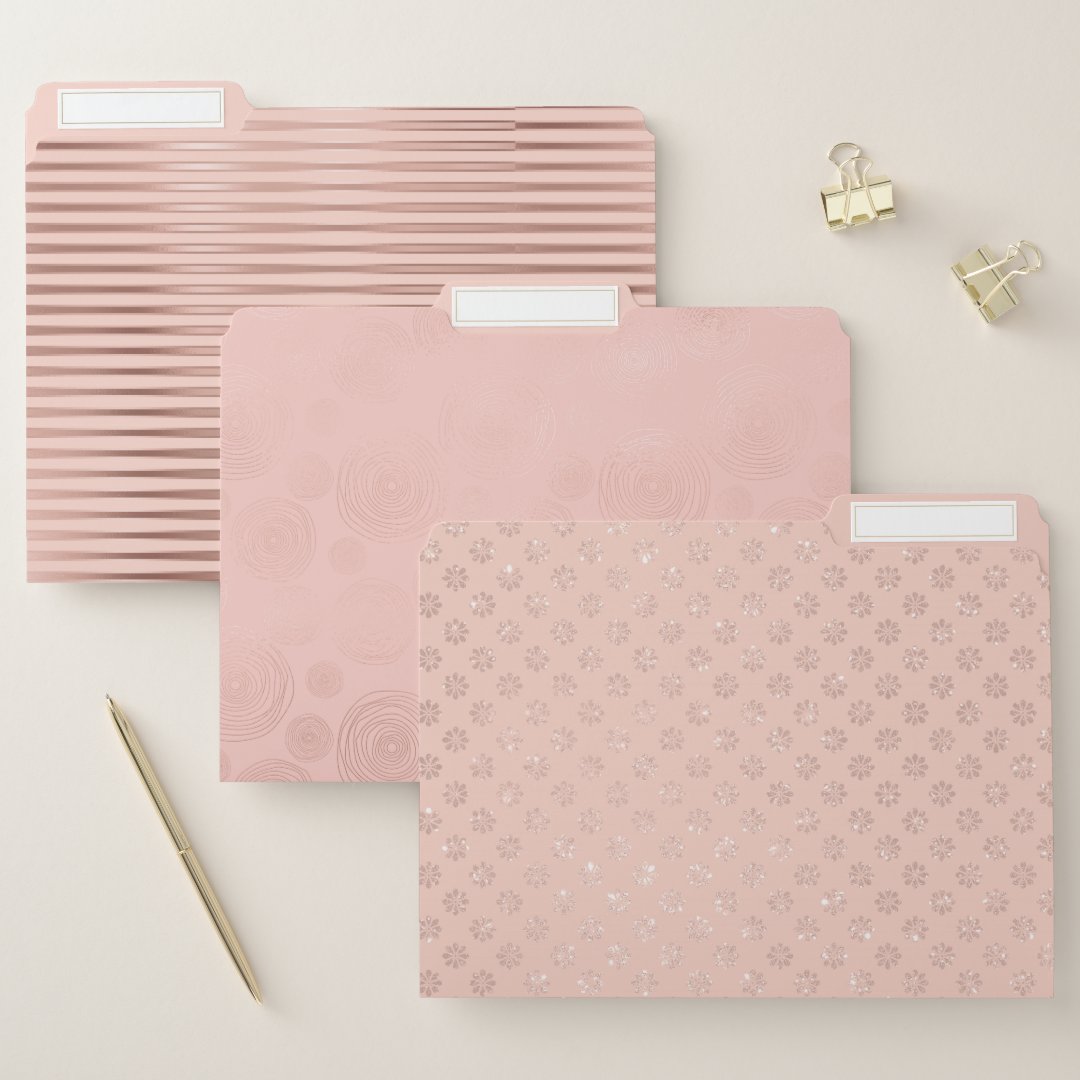 Modern Girly Chic Light Pink Luxe Shimmer File Folder | Zazzle
