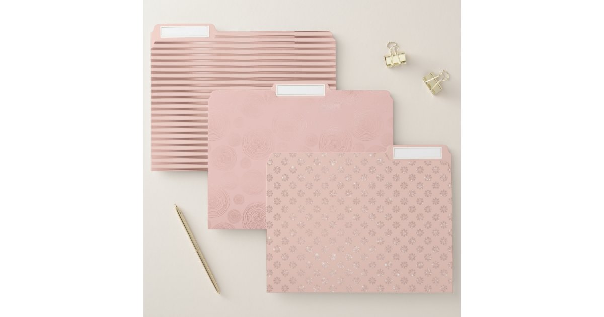 Modern Girly Chic Light Pink Luxe Shimmer File Folder | Zazzle