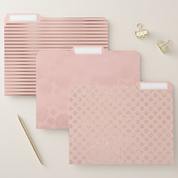 Modern Girly Chic Light Pink Luxe Shimmer File Folder | Zazzle