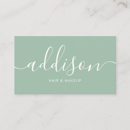 Modern Girly Dusty Mint Minimalist Calligraphy Business Card | Zazzle
