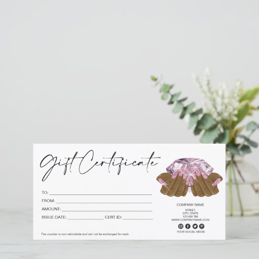 modern girly gift card nails diamond | Zazzle