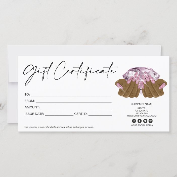 modern girly gift card nails diamond | Zazzle.com