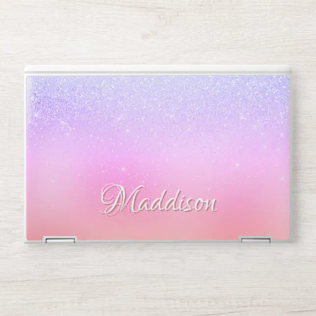 Modern Girly Glitter Rose Gold Pink Purple HP Laptop Skin | Zazzle