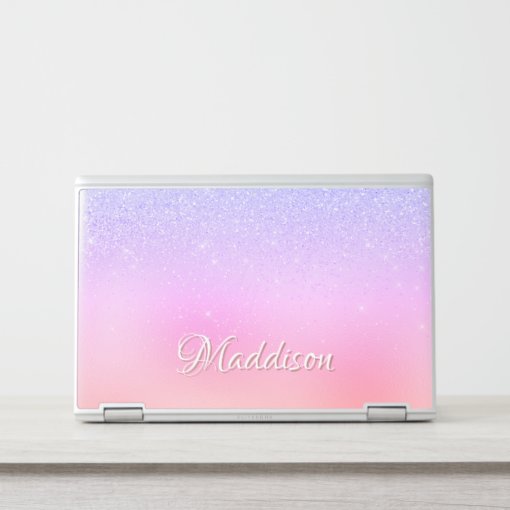 Modern Girly Glitter Rose Gold Pink Purple HP Laptop Skin | Zazzle