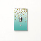 Modern Girly gold glitter confetti Blue Gradient Light Switch Cover ...