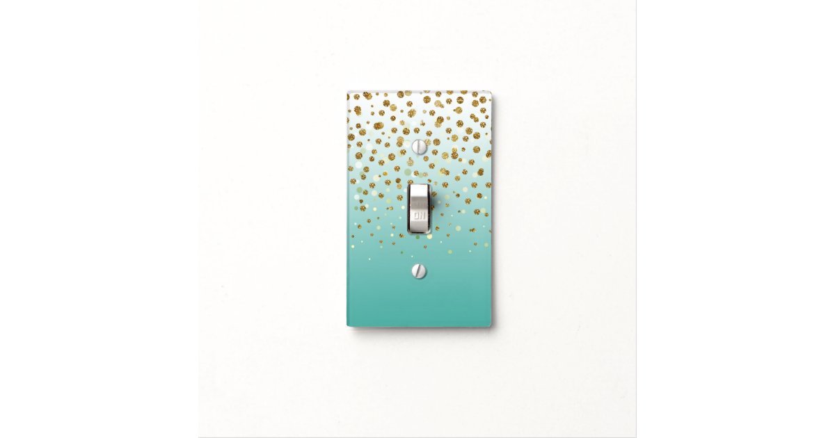 Modern Girly gold glitter confetti Blue Gradient Light Switch Cover ...