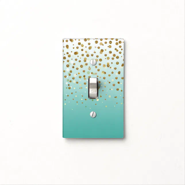 Modern Girly gold glitter confetti Blue Gradient Light Switch Cover ...