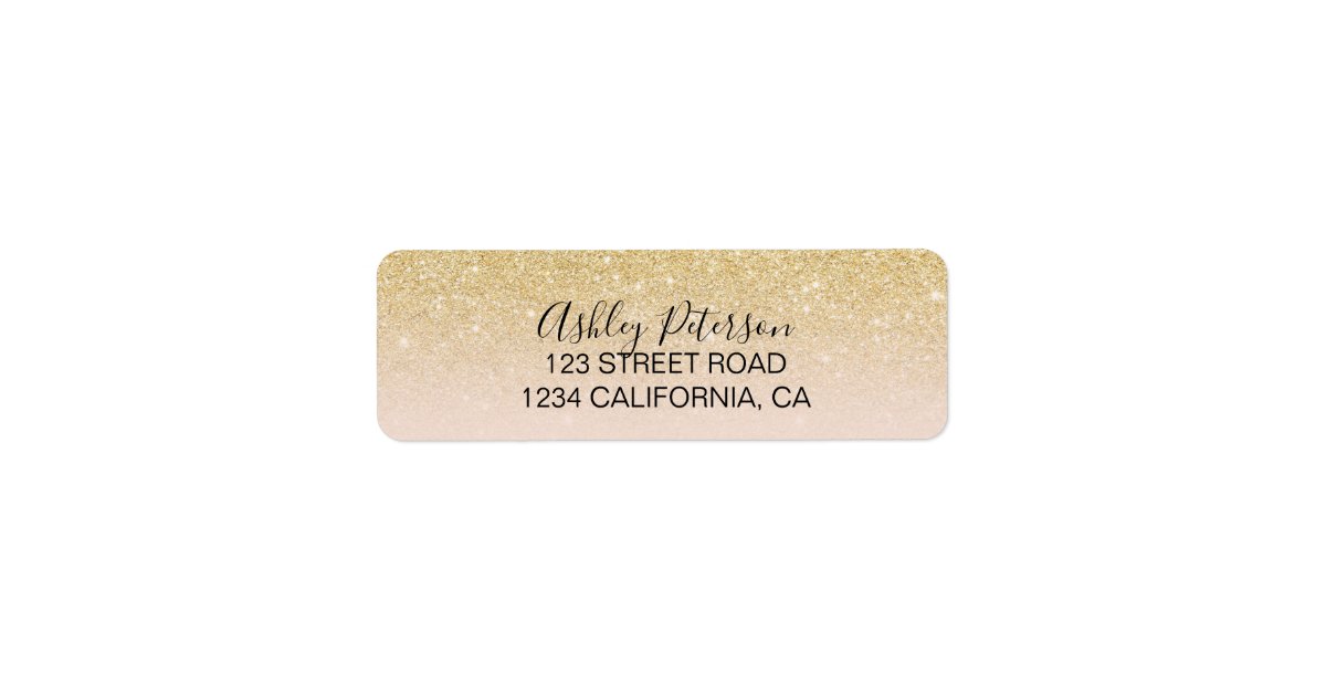 Modern girly gold glitter ombre blush pink label | Zazzle