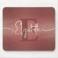 Modern Girly Maroon Red Glitter Monogram Name Mouse Pad | Zazzle
