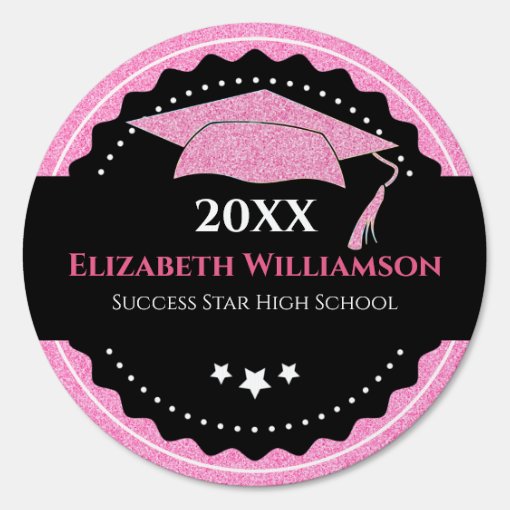 Modern Girly Pink Glitter Graduation Sign | Zazzle