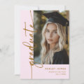Modern Girly Pink & Gold 4 Photo Graduation Party Invitation | Zazzle