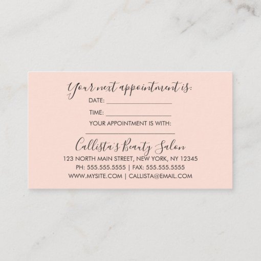 Modern Girly Pink Peach Iridescent Typography Appointment Card | Zazzle