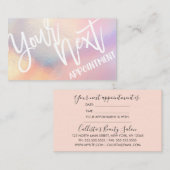 Modern Girly Pink Peach Iridescent Typography Appointment Card | Zazzle