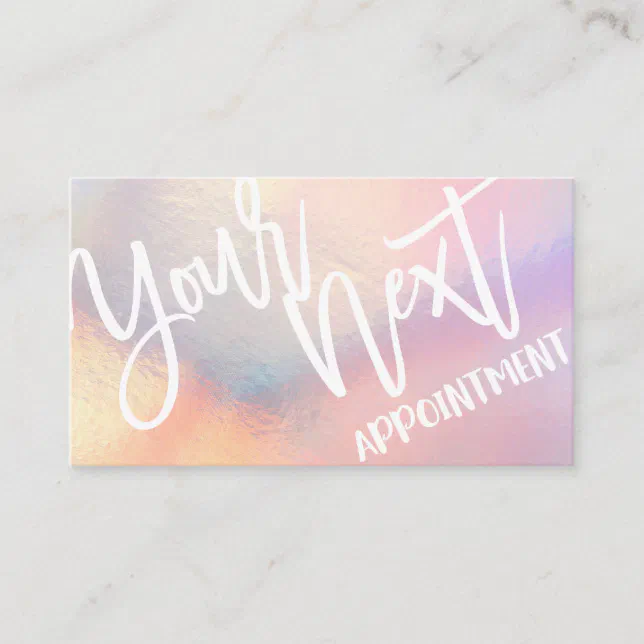 Modern Girly Pink Peach Iridescent Typography Appointment Card | Zazzle