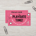 Modern Girly Pink Playdate Fun Doodle School End Business Card | Zazzle