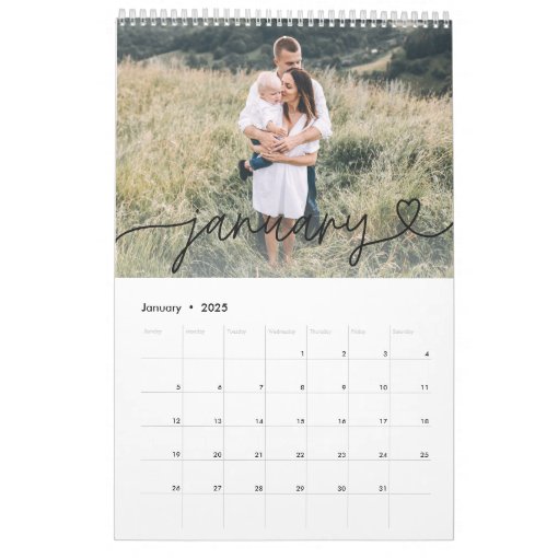 Modern girly script typography minimal multi photo calendar | Zazzle