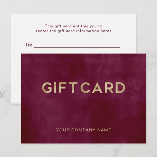 Modern Glam Burgundy and Gold | Gift Card | Zazzle