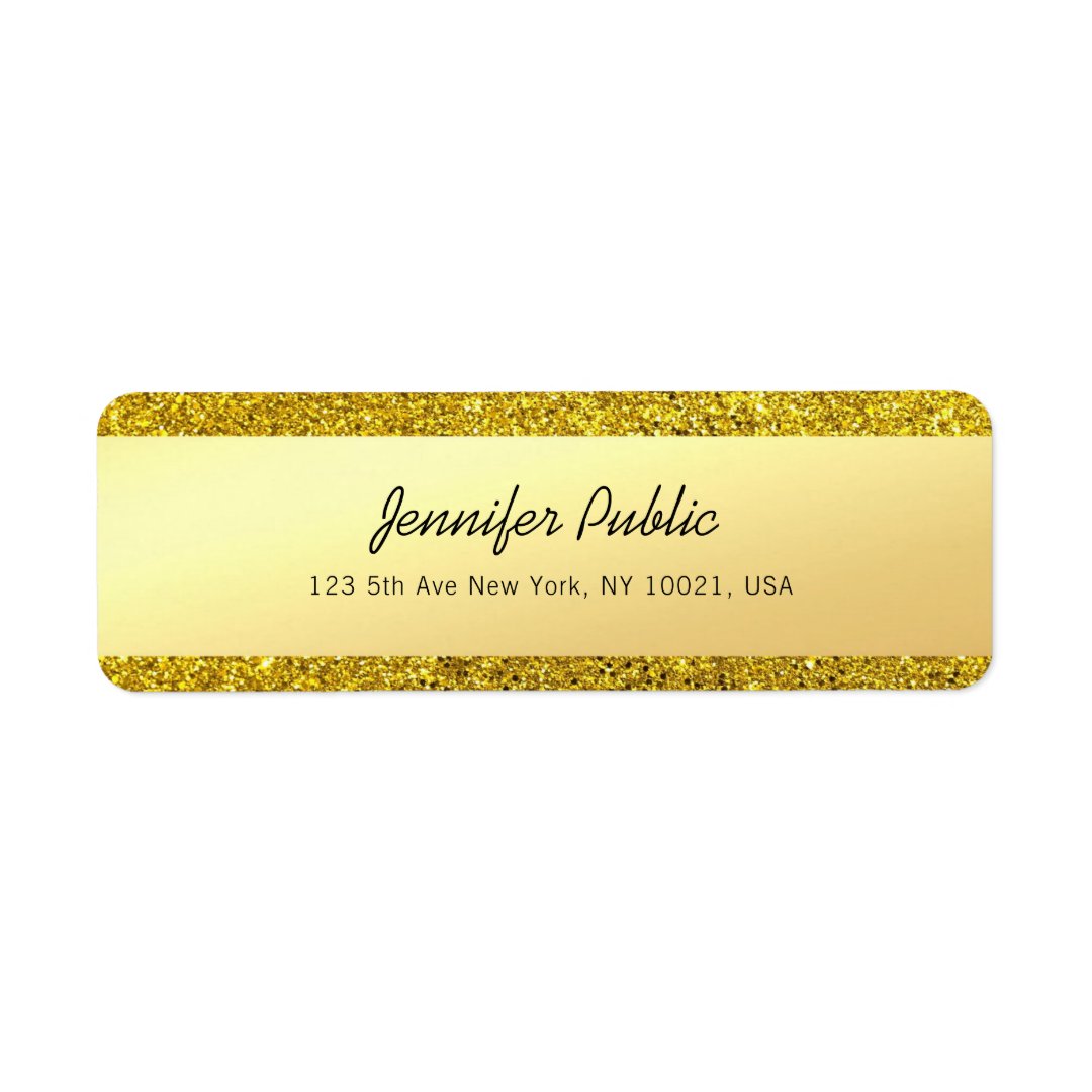 Modern Glamorous Gold Glitter Handwritten Script Label | Zazzle