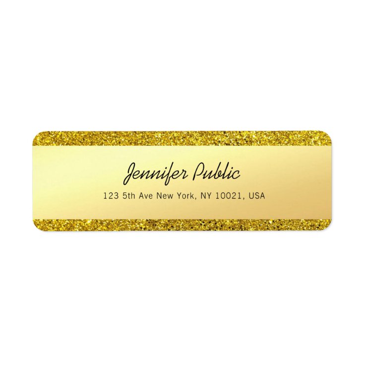 Modern Glamorous Gold Glitter Handwritten Script Label | Zazzle