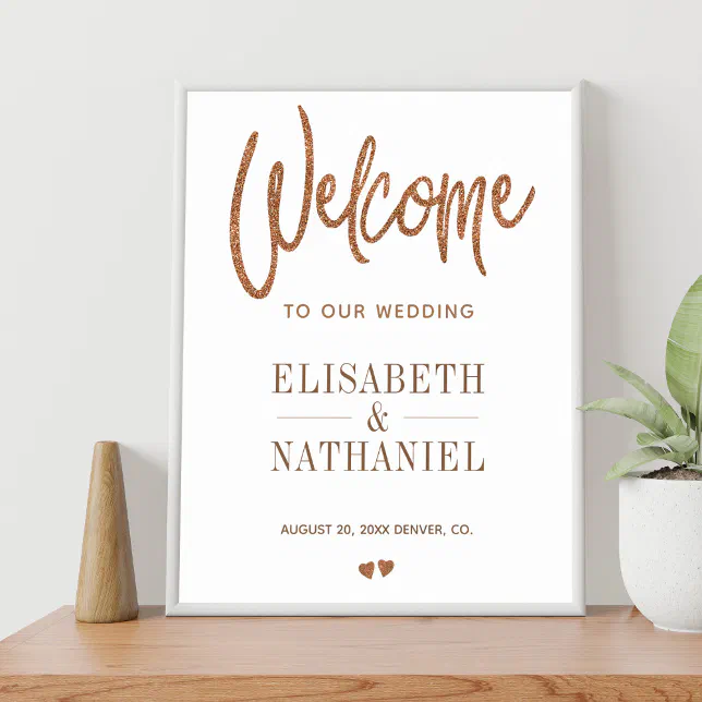 Modern glamorous typography wedding welcome sign | Zazzle