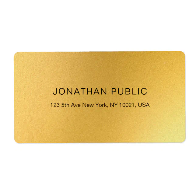 Modern Glamour Gold Plain Elegant Golden Shipping Label | Zazzle