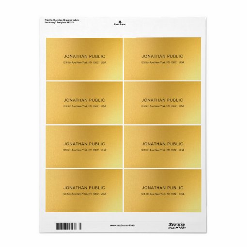 Modern Glamour Gold Plain Elegant Golden Shipping Label | Zazzle