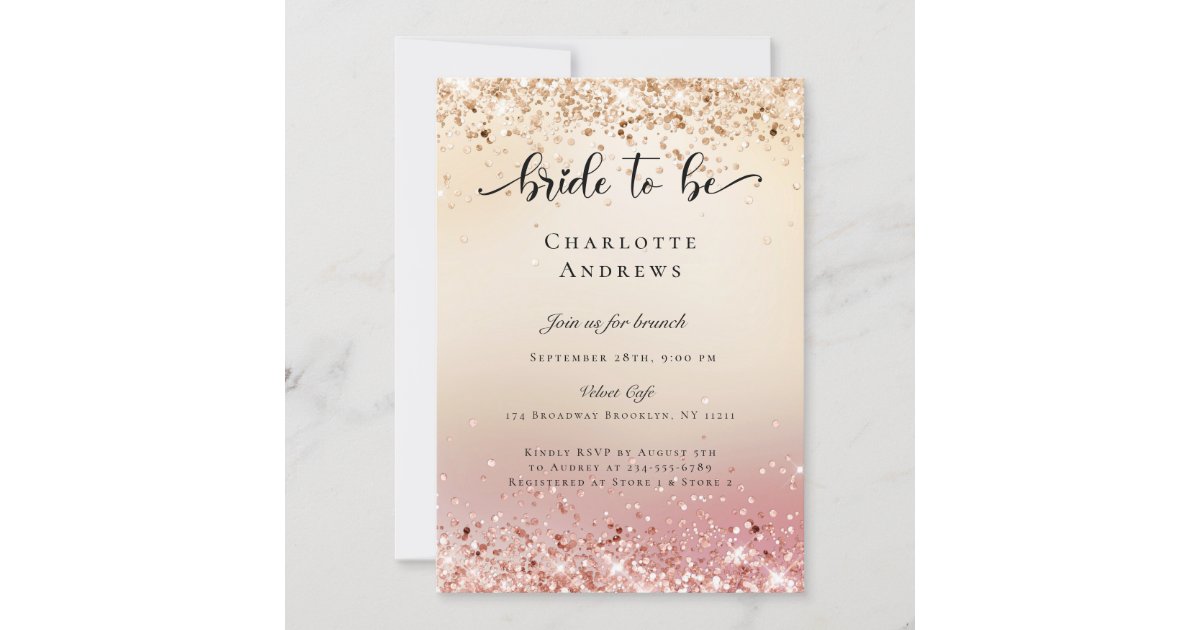 Modern, Glitter Bride to be Einladung Invitation | Zazzle