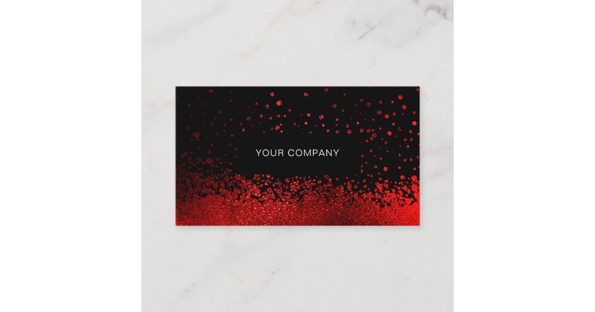 Modern Glitter Drop Red Black Business Card | Zazzle