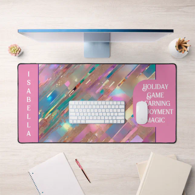 Modern Glitter Opal Holographic Collection Desk Mat | Zazzle