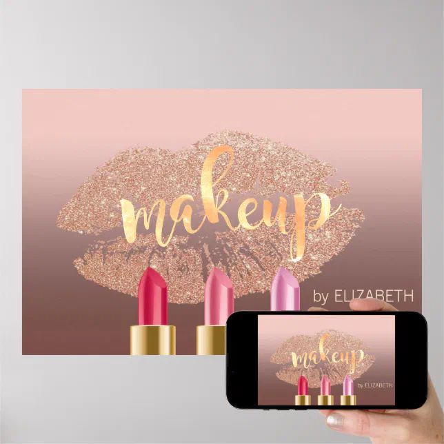 Modern Glittery Lips,Lipsticks ,Makeup artist Poster | Zazzle