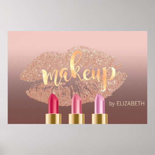Modern Glittery Lips,Lipsticks ,Makeup artist Poster | Zazzle