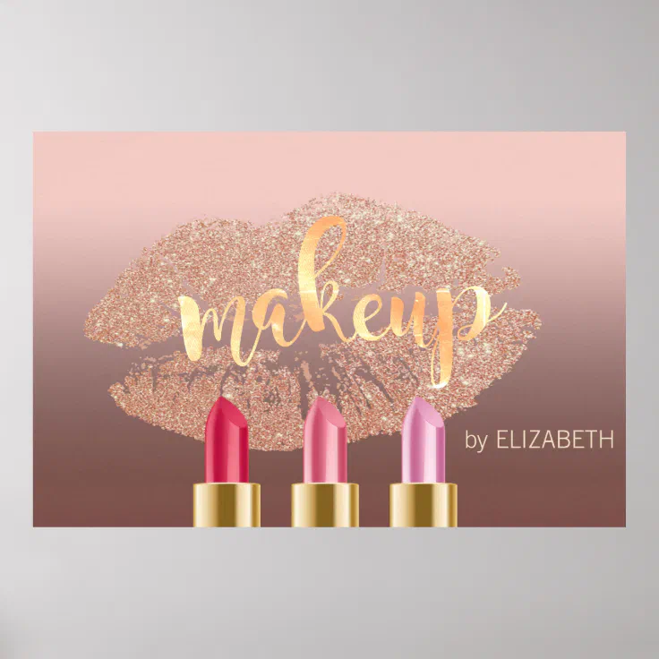 Modern Glittery Lips,Lipsticks ,Makeup artist Poster | Zazzle