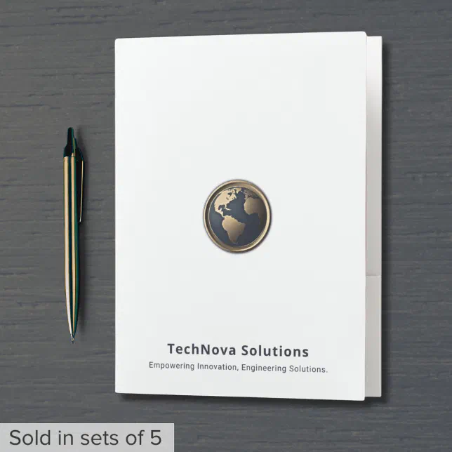 Modern Globe Logo Technology Presentation Folder | Zazzle